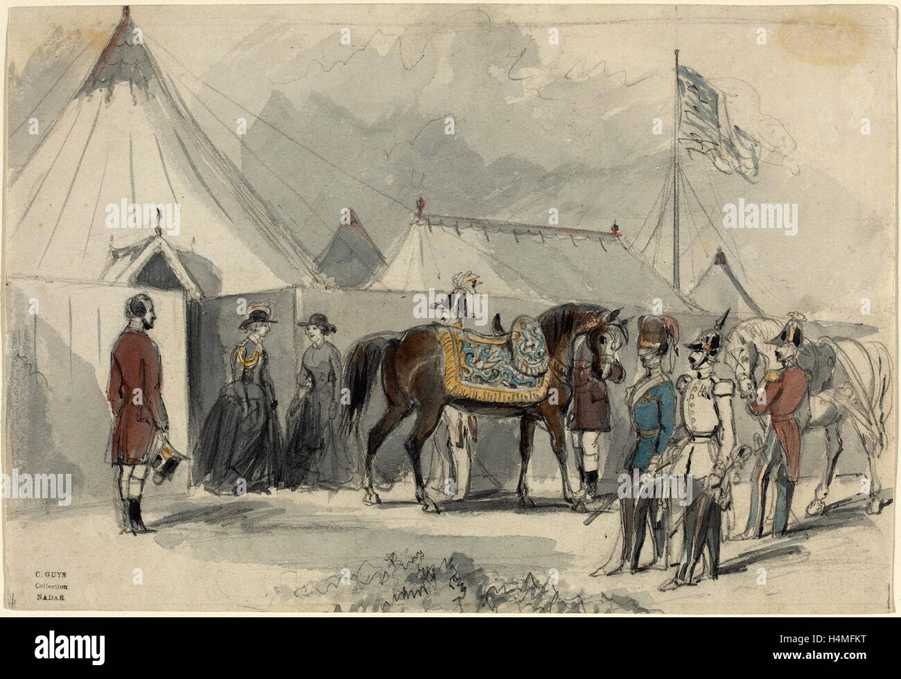 Constantin Guys (French, 1805 - 1892), The Queen, watercolor and ...