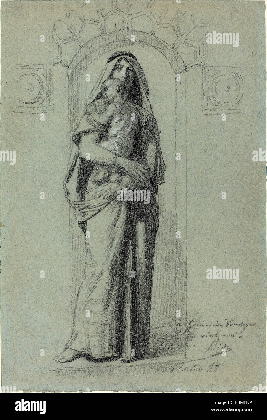 Alexandre Bida (French, 1823 - 1895), Mother and Child, 1888, black ...