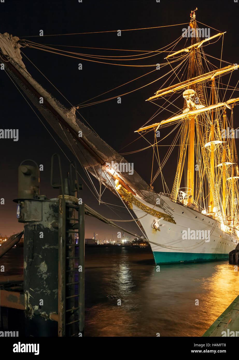 Historical Sailing Ship at the Landing Jetties Landungsbruecken; Port ...
