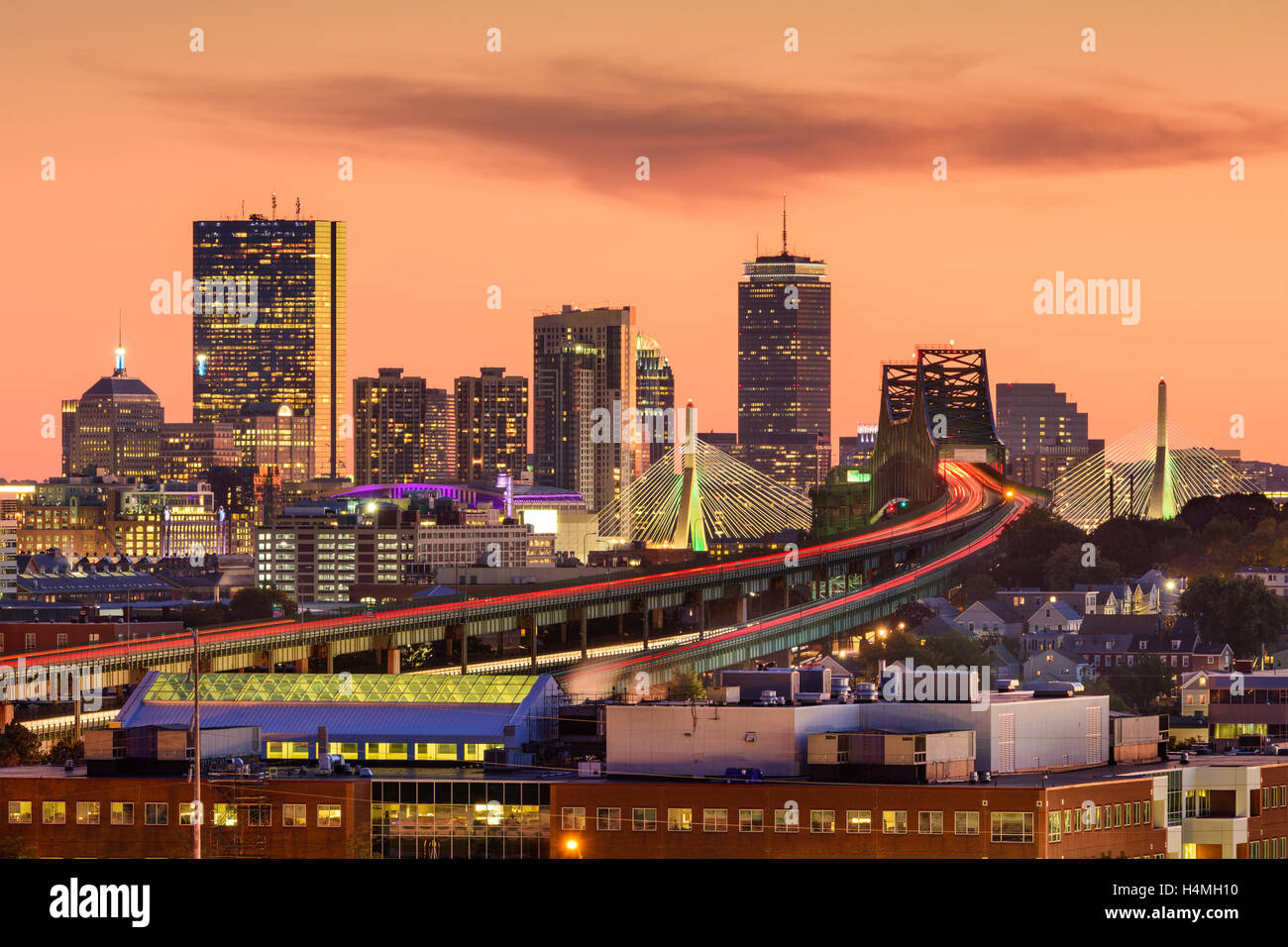 View skyline boston dusk hi-res stock photography and images - Alamy