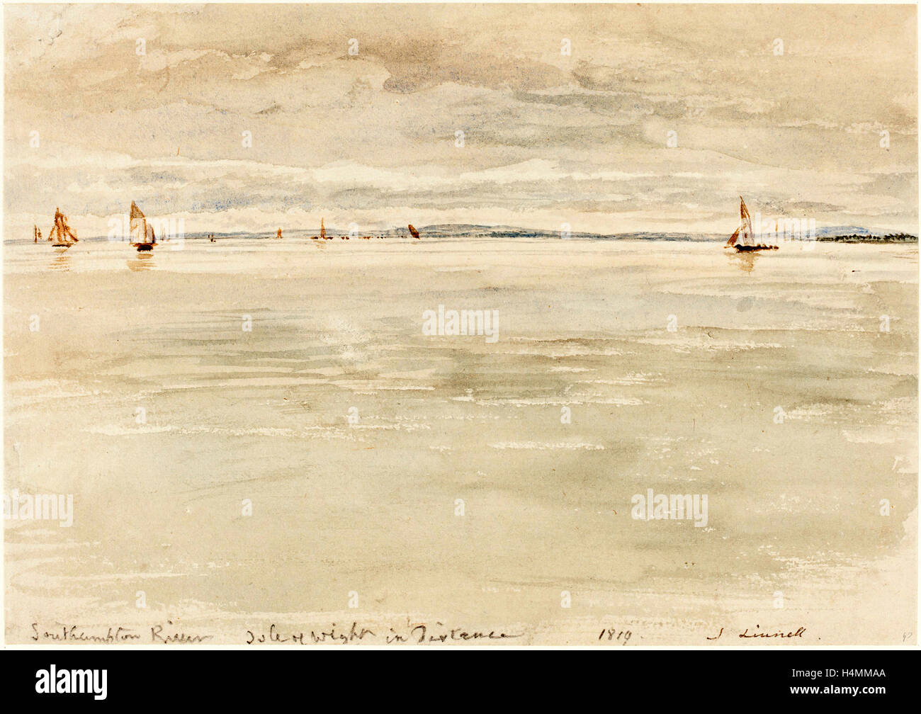 John Linnell, British (1792-1882), Sailboats on Southampton River, 1819 ...