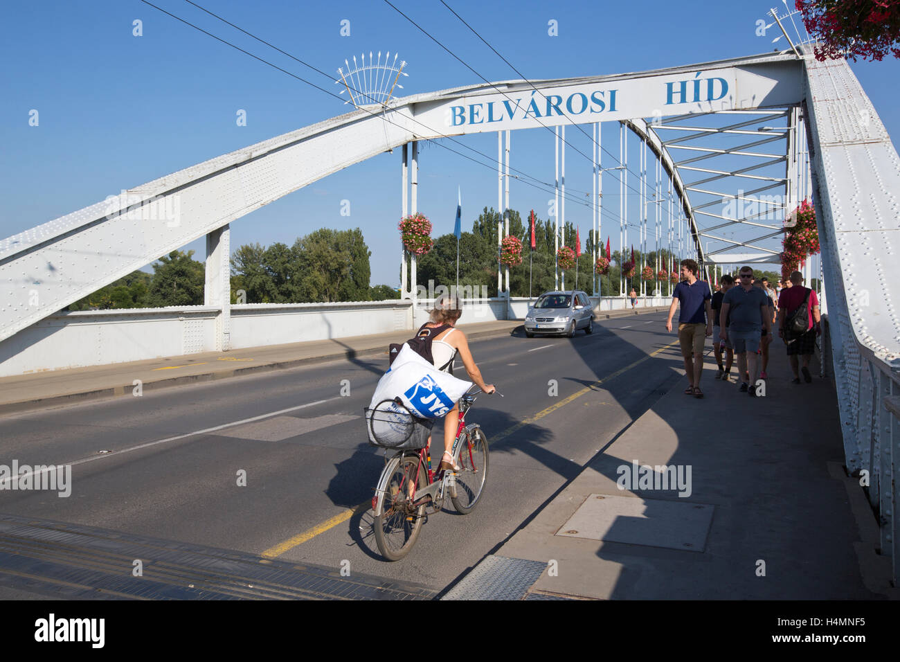 Tisza riverside walkway, one of the main rivers of Central Europe ...