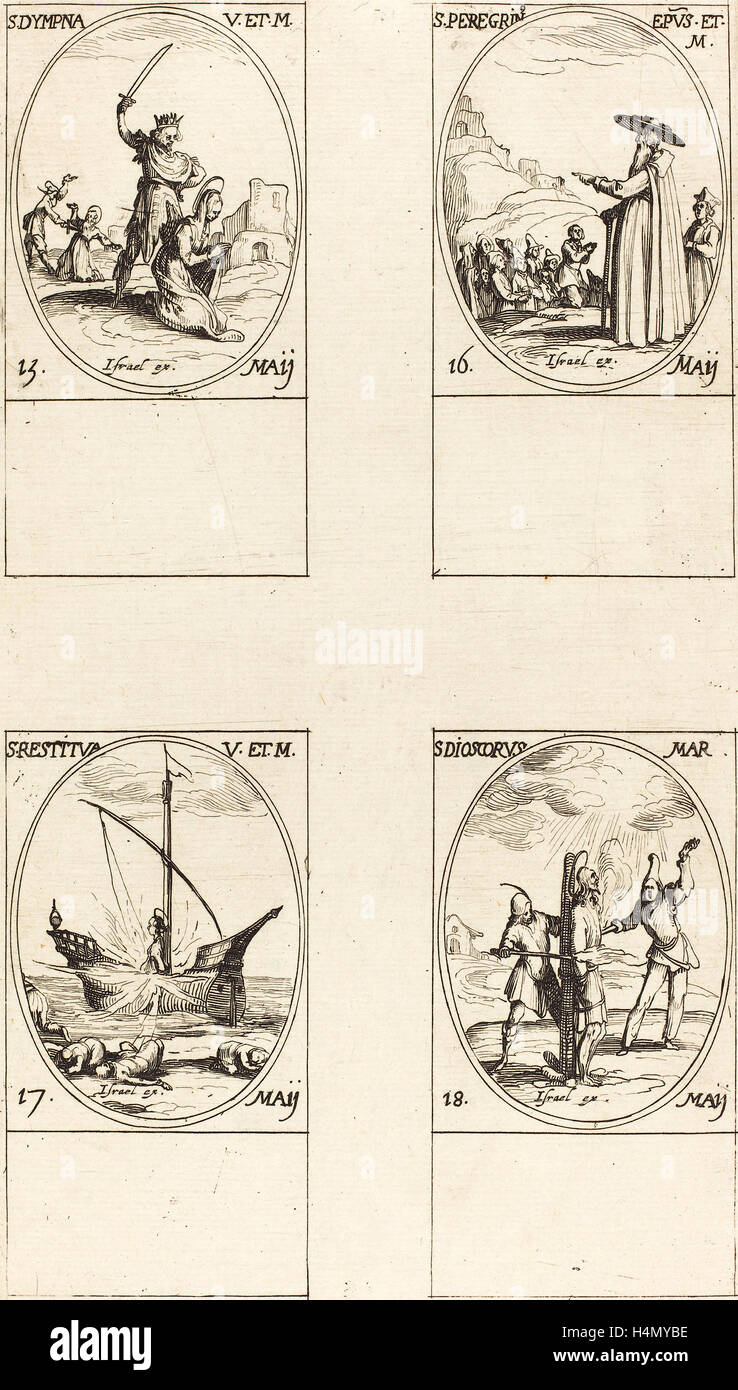 Jacques Callot (French, 1592 - 1635), St. Dympna; St. Peregrinus; St ...