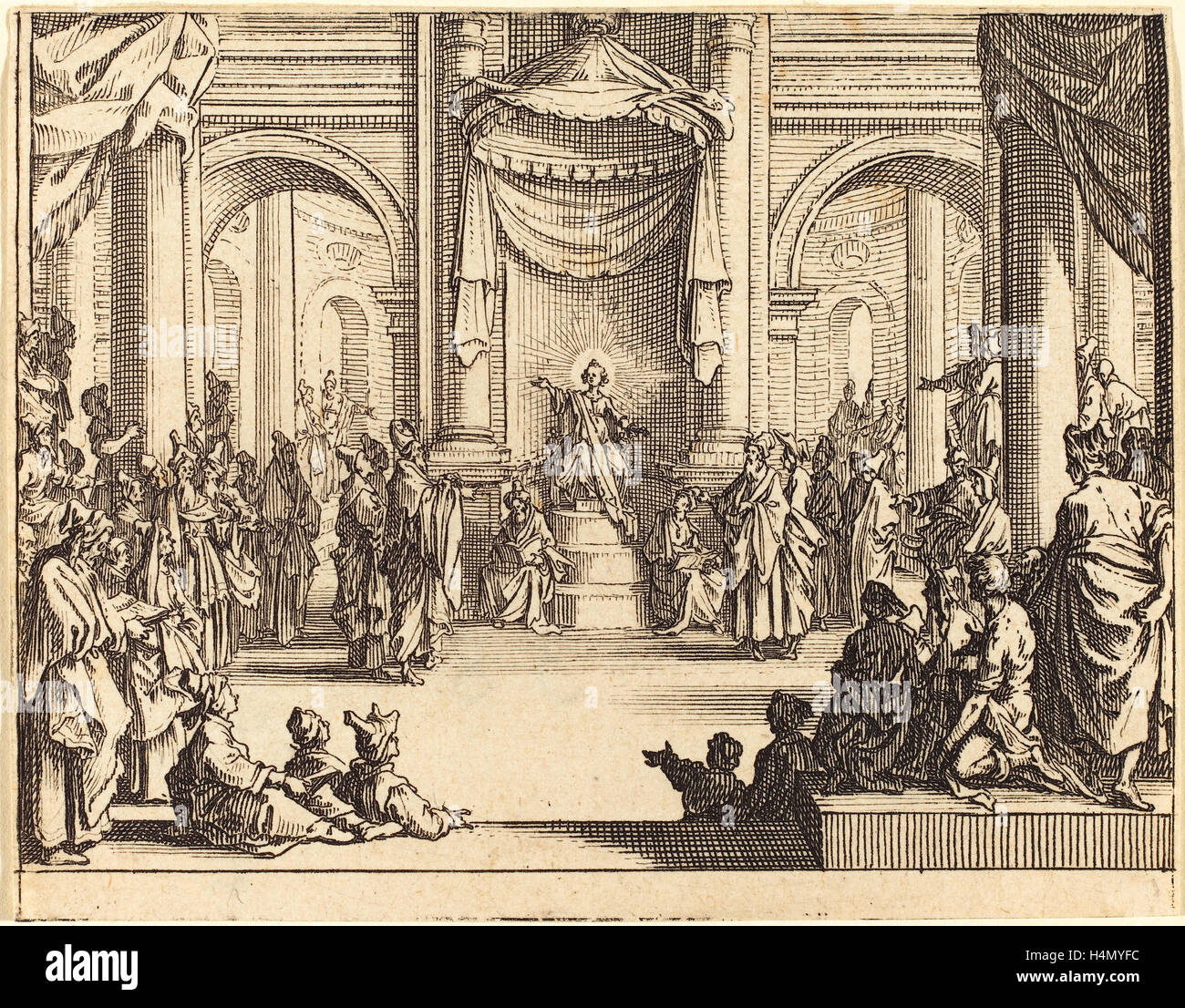 Jacques Callot (French, 1592 - 1635), Christ Disputing with the Doctors, 1635, etching Stock ...