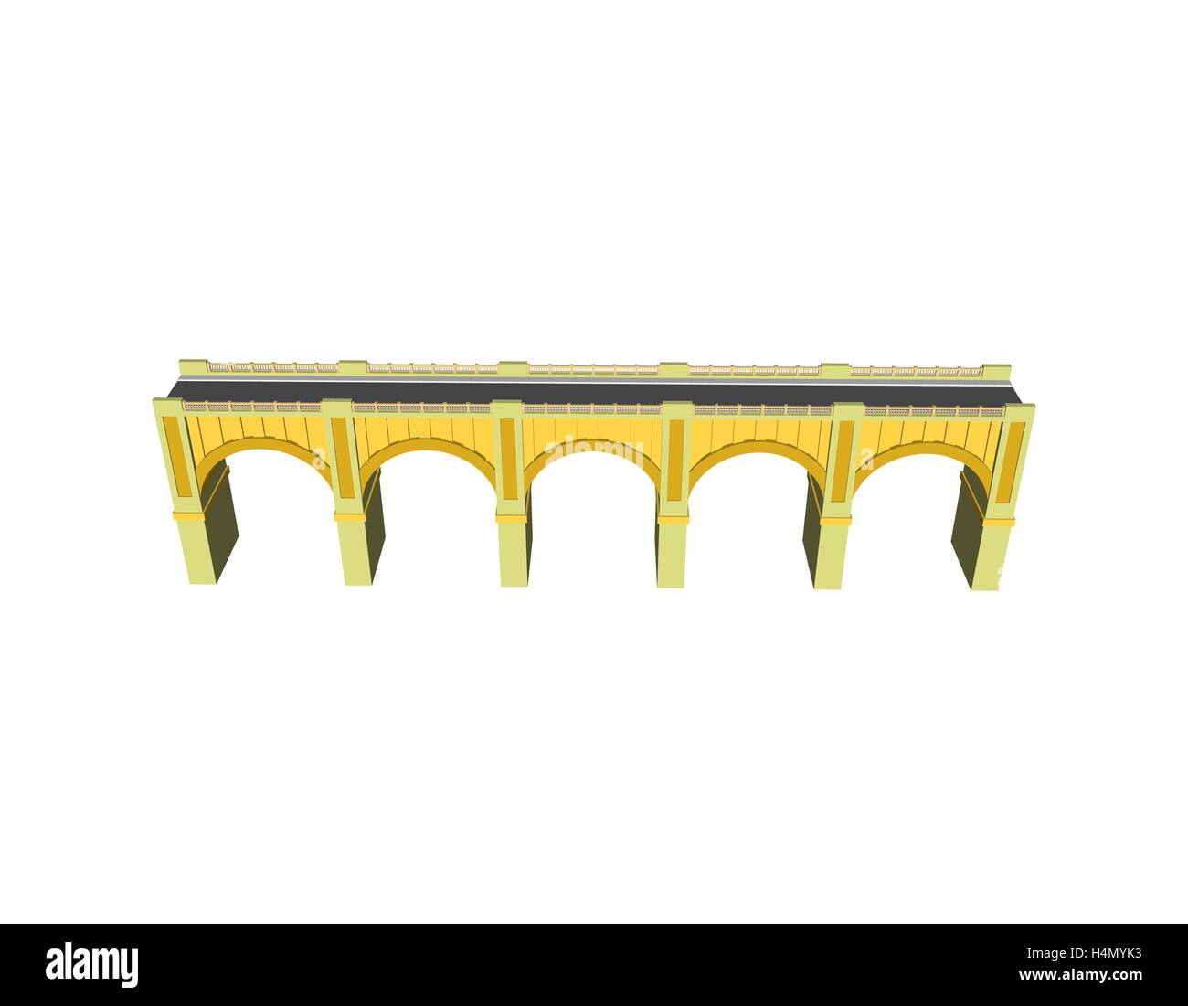 Bridge. Isolated on white background. Vector illustration.Side view ...