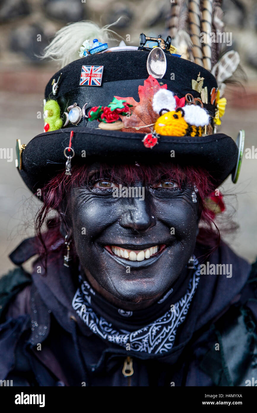 A Female Morris Dancer Lewes Folk Festival 2016 Lewes Sussex Uk