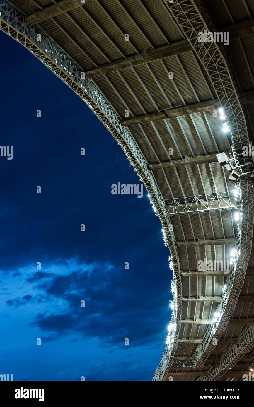 stadium soccer roof at night game with copy space Stock Photo - Alamy