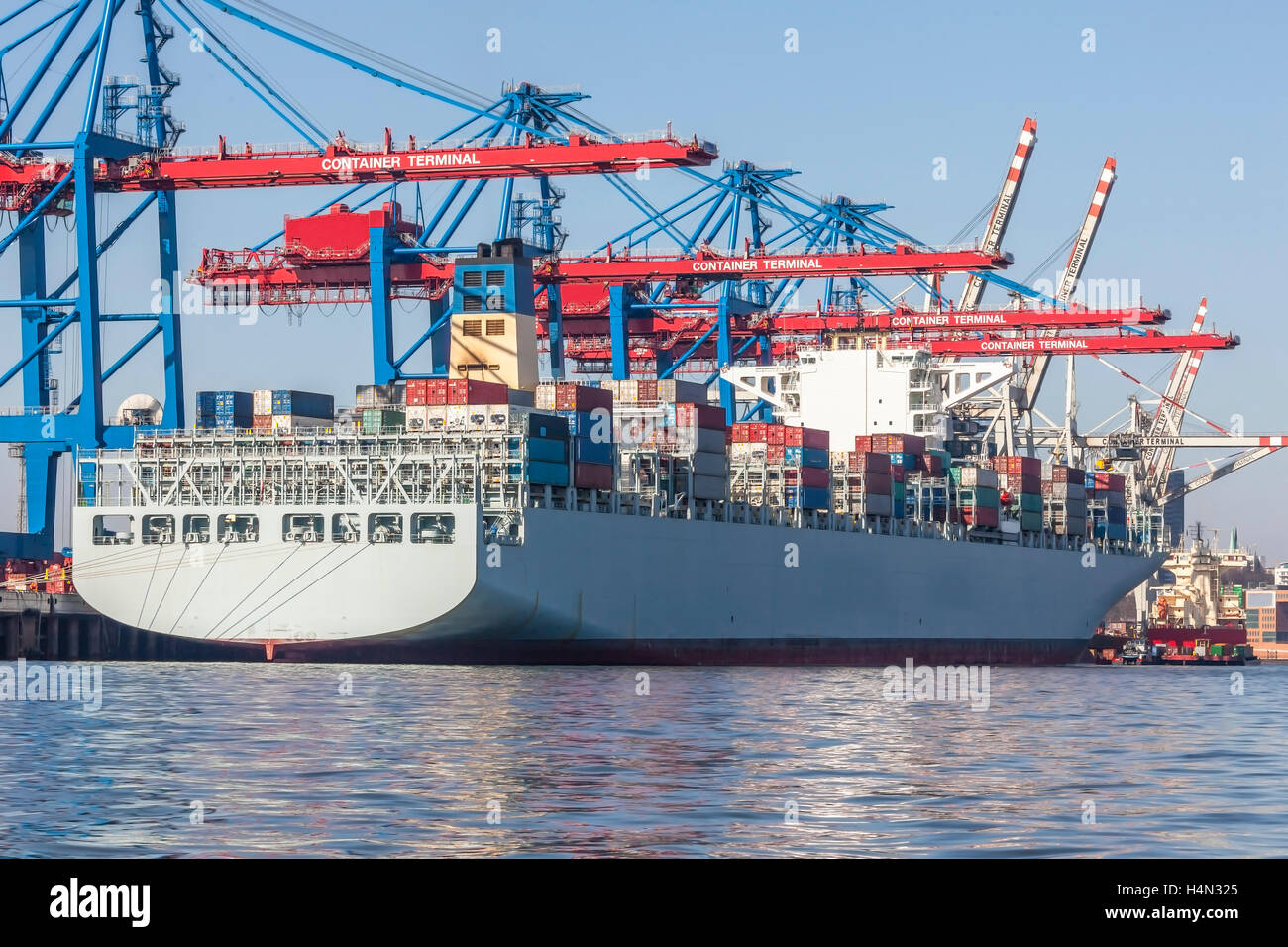 Huge Container Ship, Container Port of Hamburg Stock Photo - Alamy