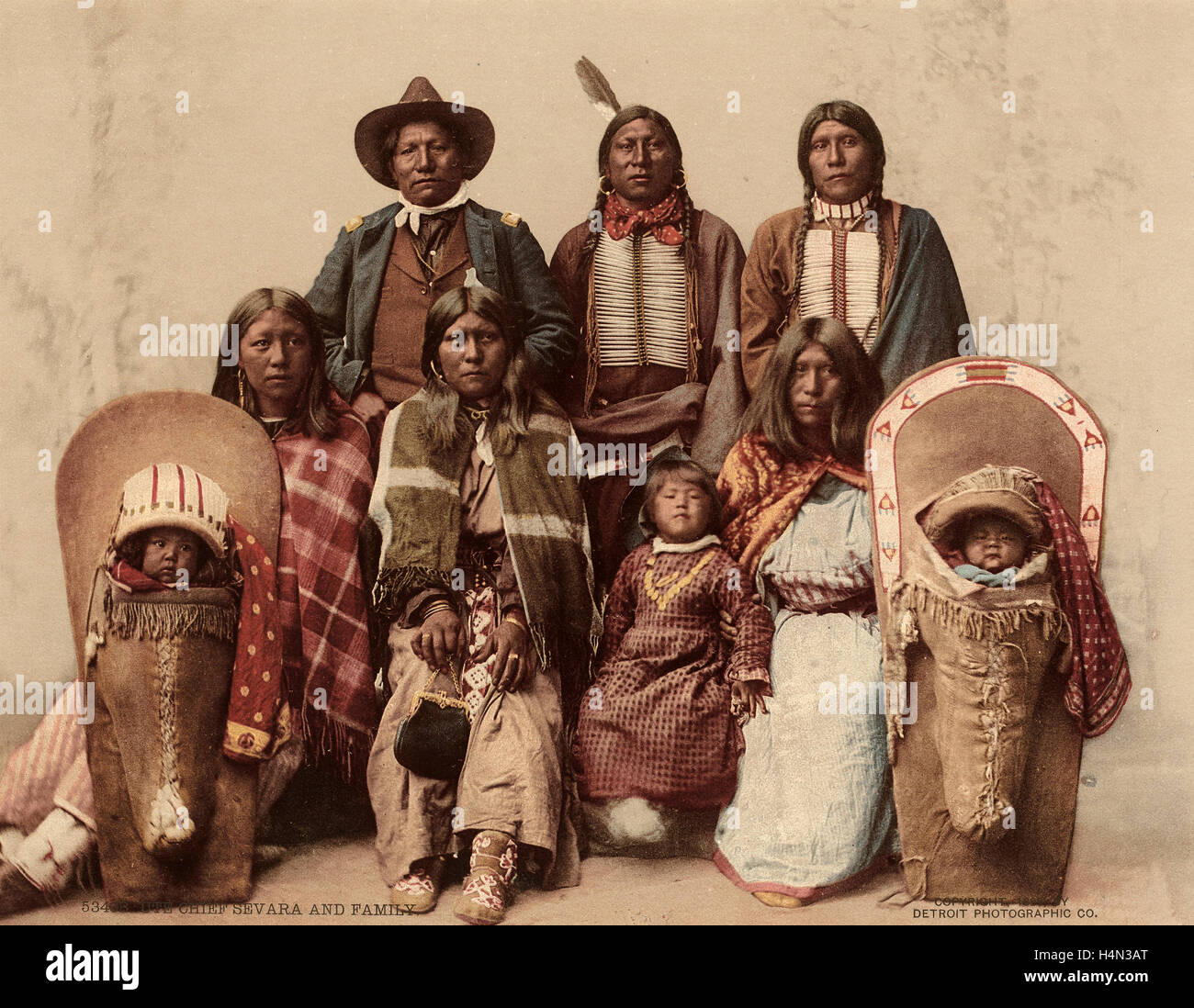 American 19th Century, Ute Chief Sevara and Family, 1899, America Stock ...