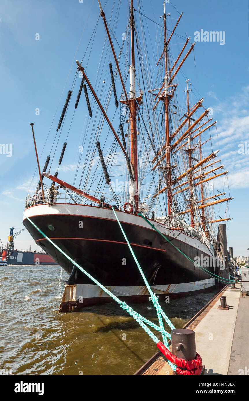 Historical Sailing Ship at the Landing Jetties Landungsbruecken; Port ...