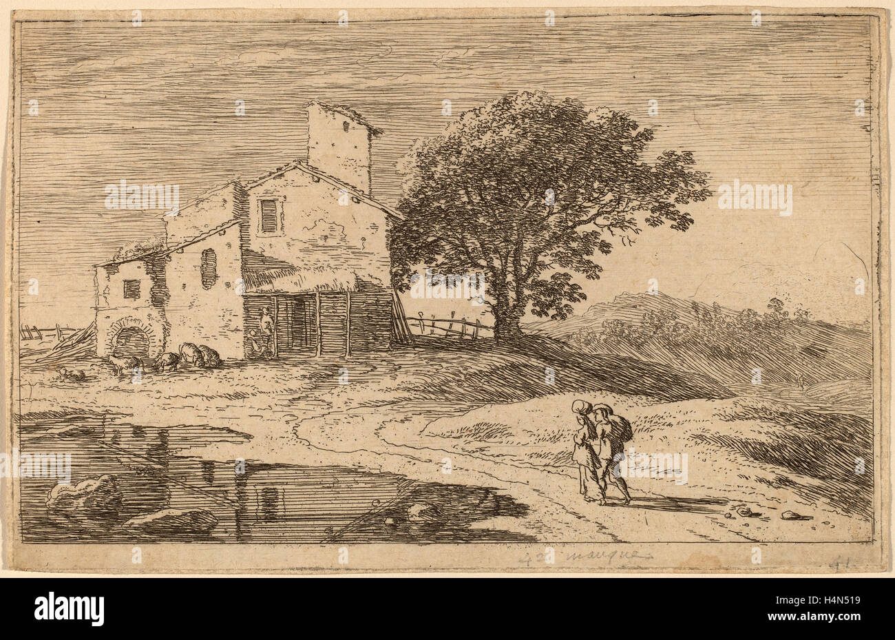 Herman van Swanevelt (Dutch, c. 1600 - 1655), Large Tree near a House ...