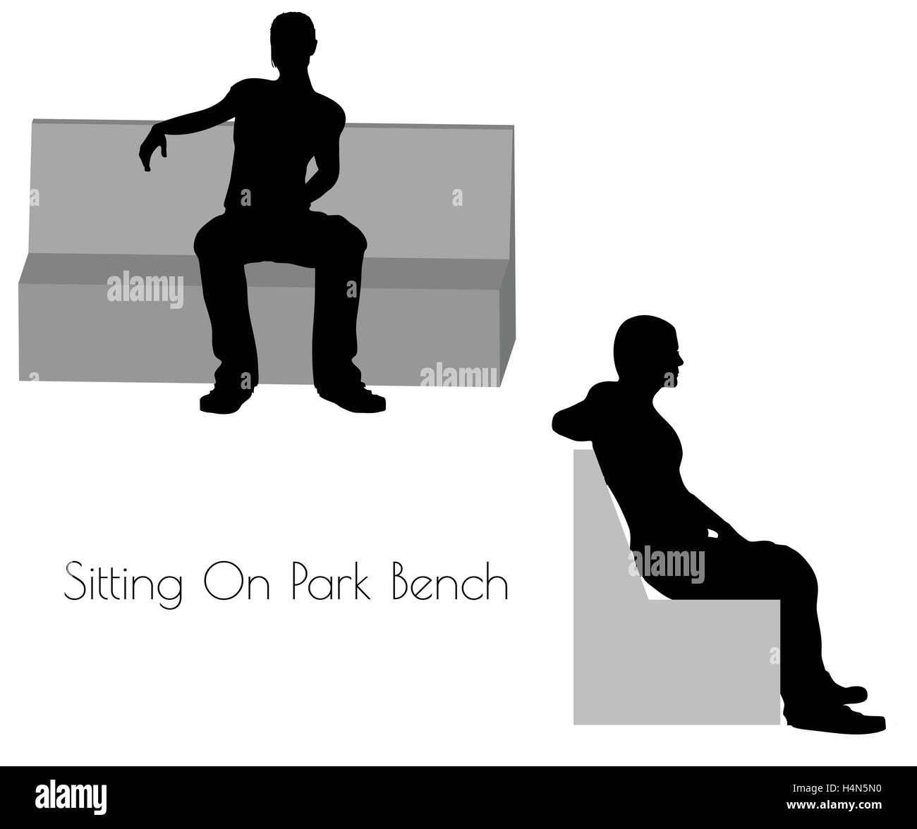EPS 10 vector illustration of a man in Sitting On Park Bench pose on ...