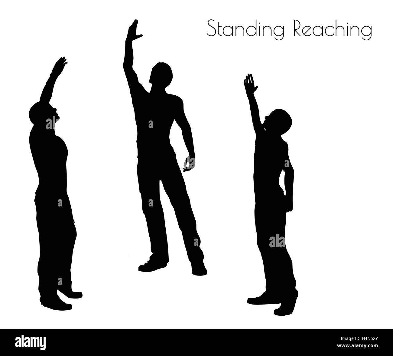 EPS 10 vector illustration of a man in Standing Reaching pose on white ...