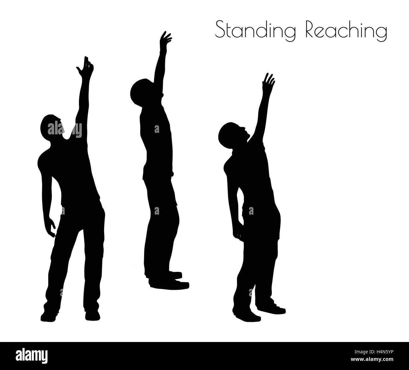 EPS 10 vector illustration of a man in Standing Reaching pose on white ...