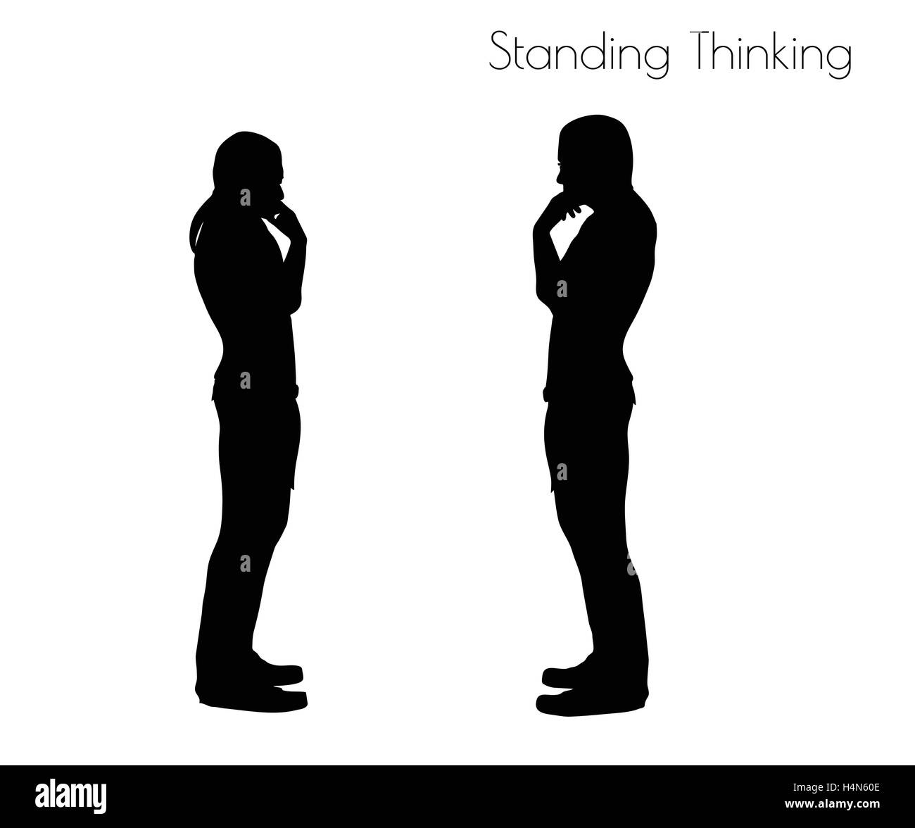 EPS 10 vector illustration of a man in Standing Thinking pose on white ...