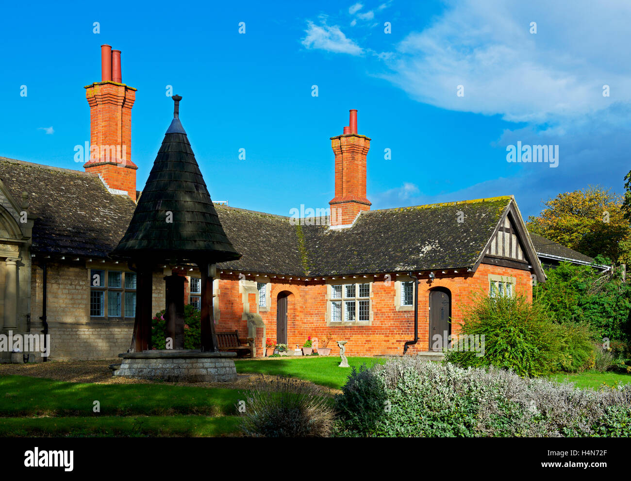 Almshouses in the village of Helpston, Cambridgeshire, England UK Stock ...