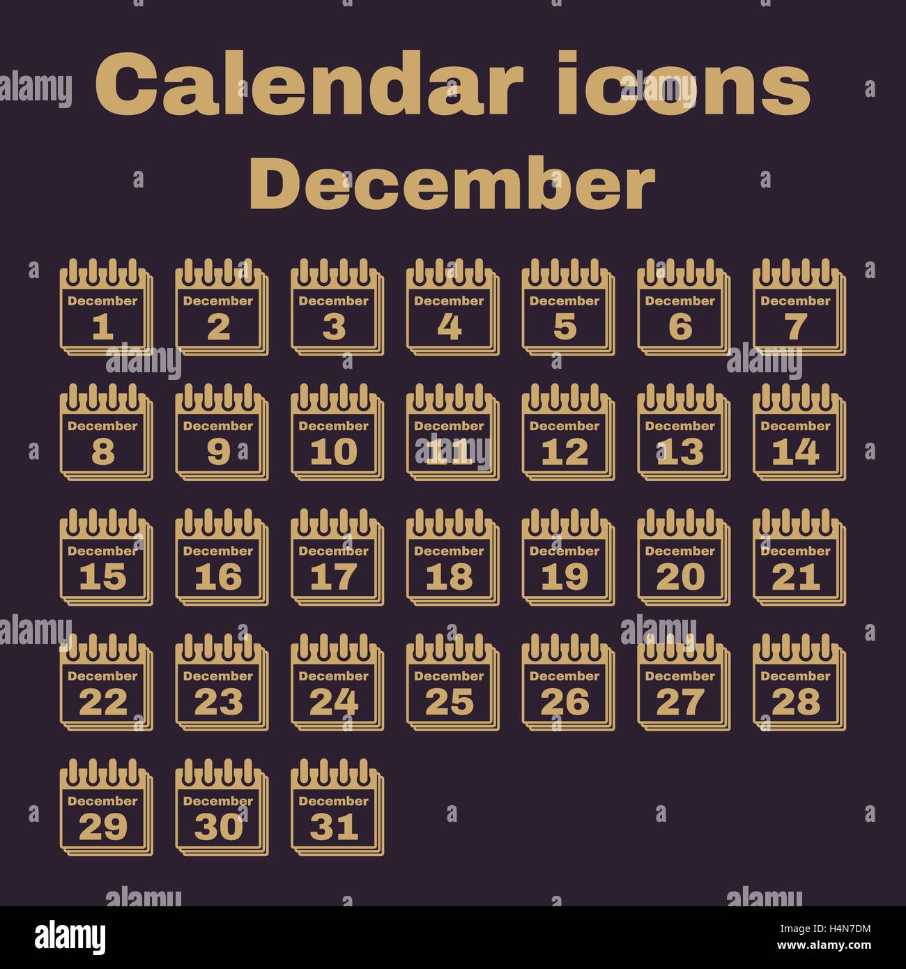 The calendar icon. December symbol. Flat Stock Vector Image & Art - Alamy