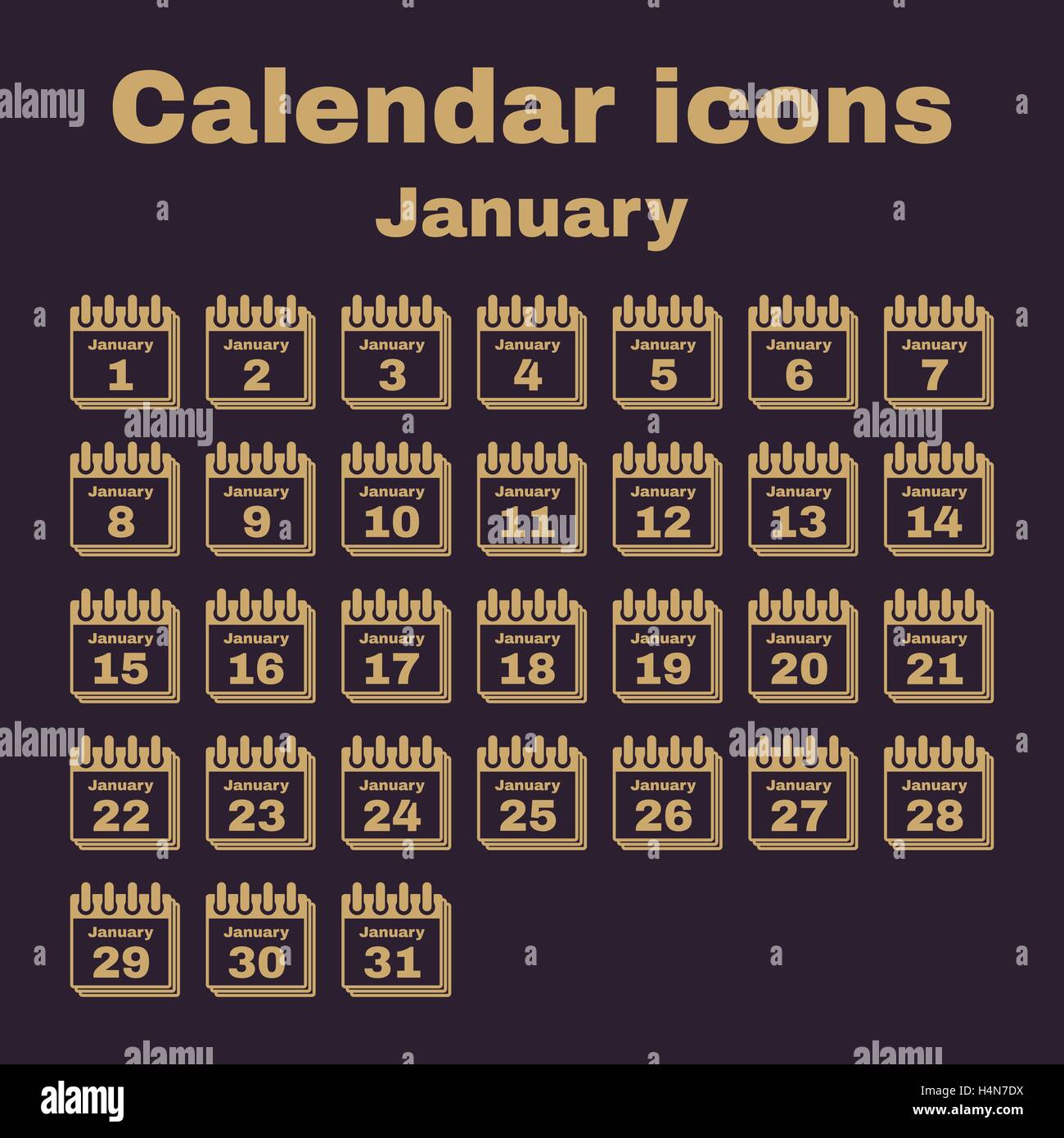 The calendar icon. January symbol. Flat Stock Vector Image & Art - Alamy