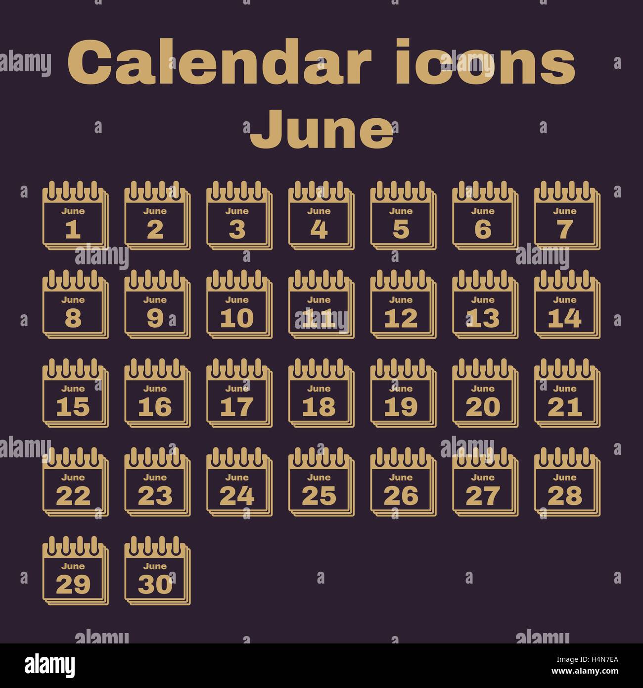 The calendar icon. June symbol. Flat Stock Vector Image & Art - Alamy