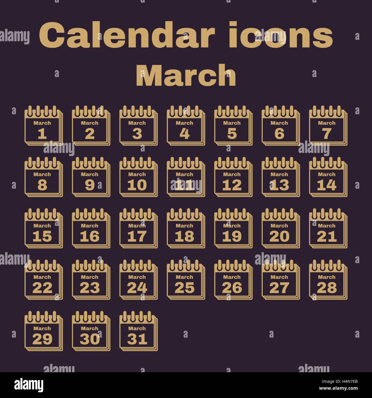 The calendar icon. March symbol. Flat Stock Vector Image & Art - Alamy
