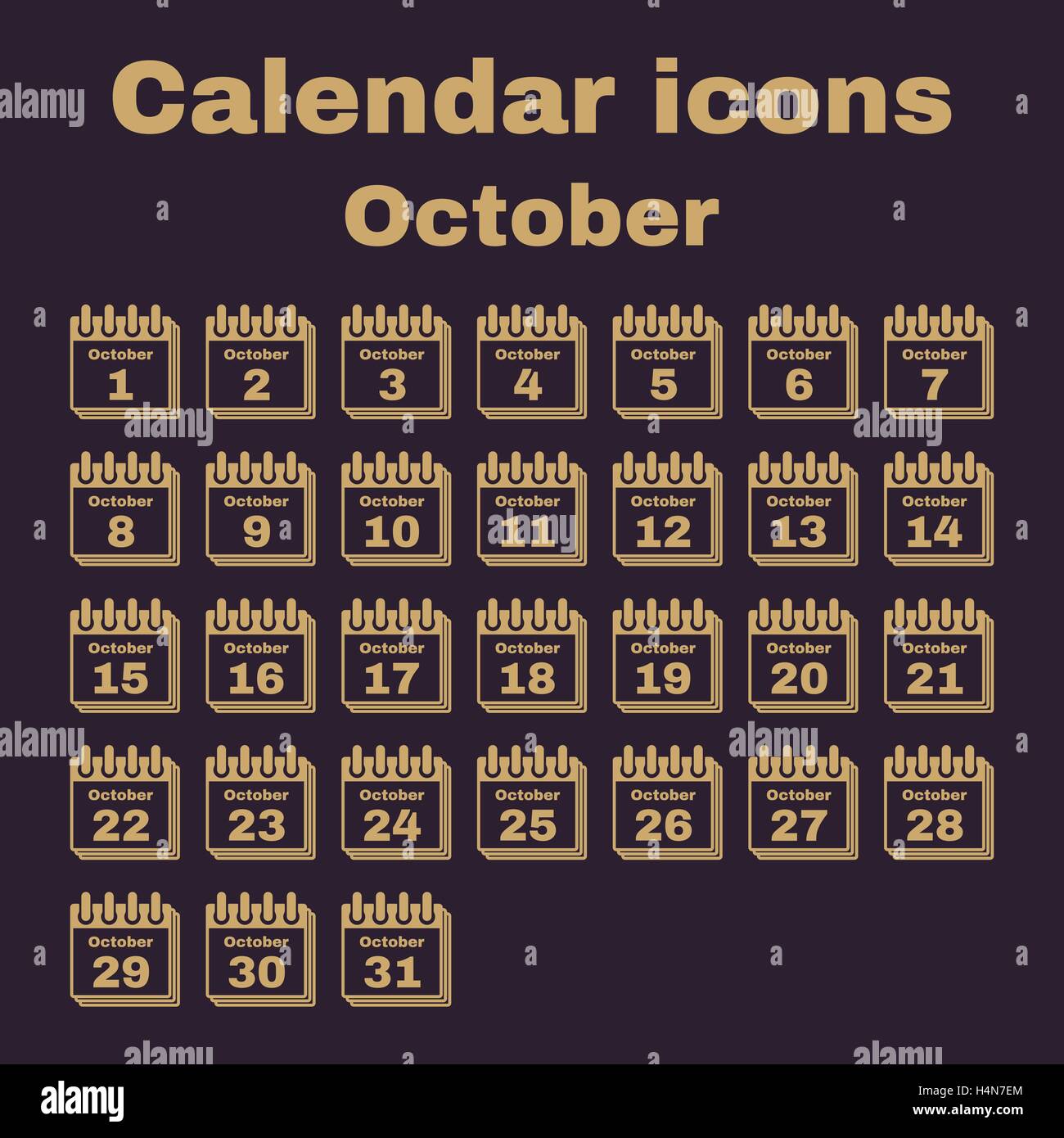 Calendar icon october symbol flat hi-res stock photography and images ...