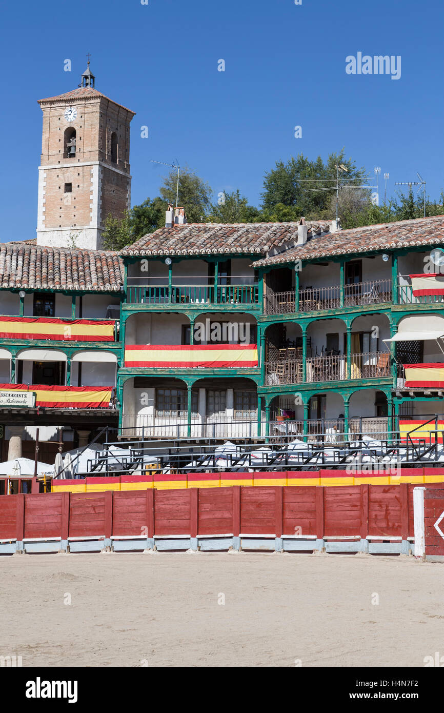 Main square of Chinchon converted into bullring, Spain Stock Photo - Alamy
