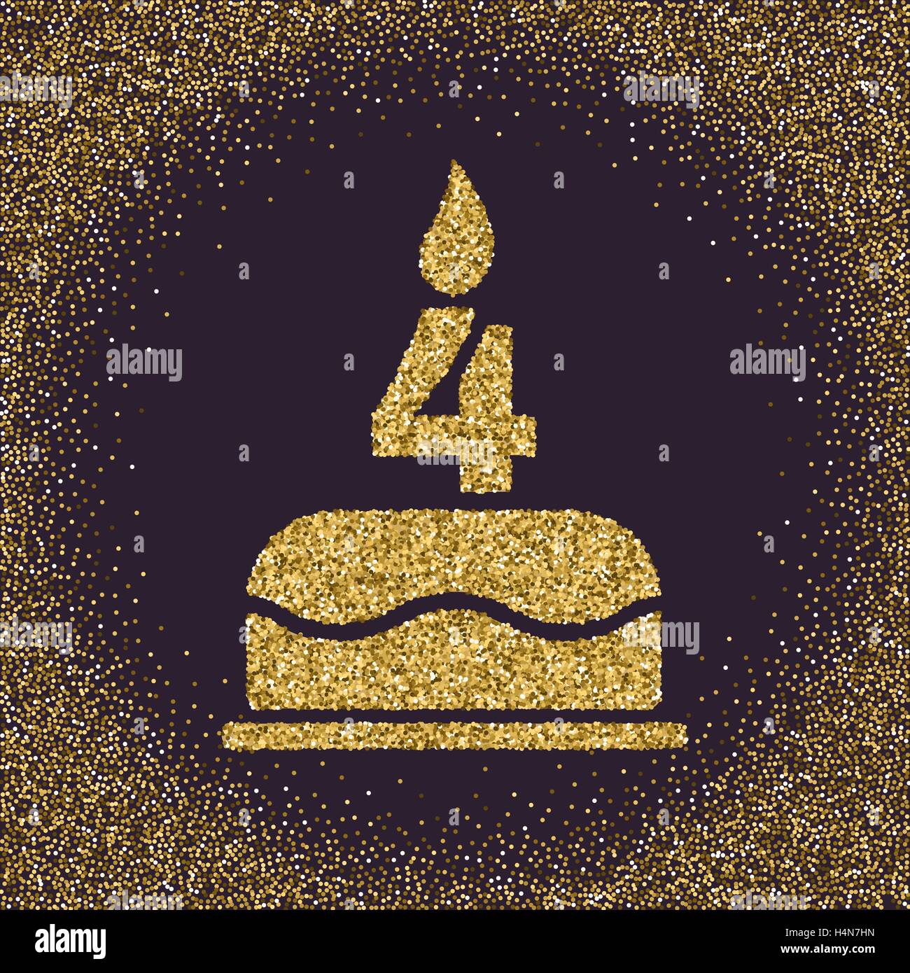 The birthday cake with candles in the form of number 4. Birthday symbol ...