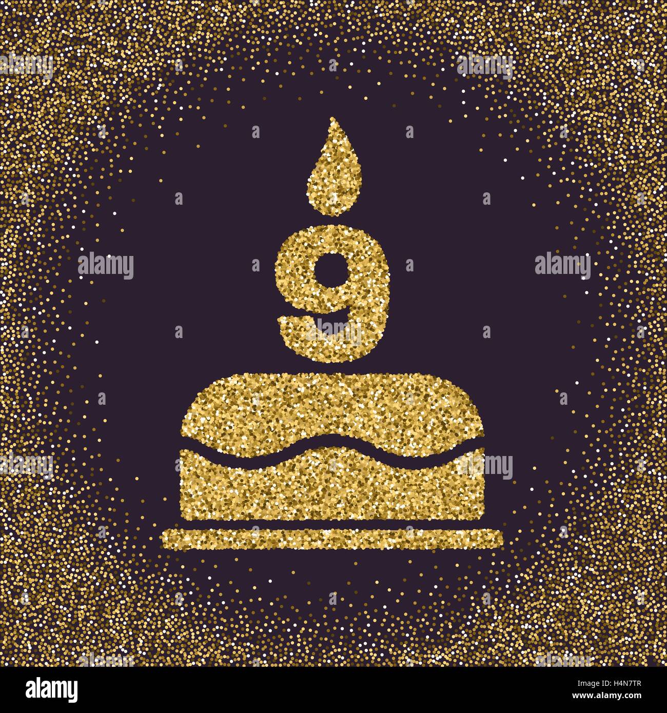 The birthday cake with candles in the form of number 9. Birthday symbol ...