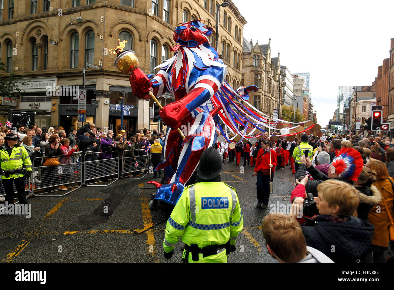 The TeamGB Lion float makes leads the parade during the Olympic and ...