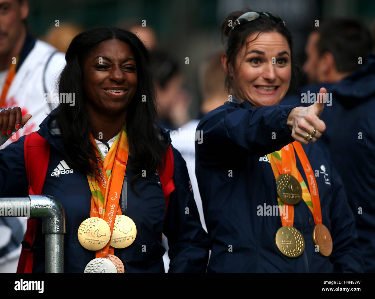Sarah Storey (right) and Kadeena Cox during the Olympic and Paralympic ...