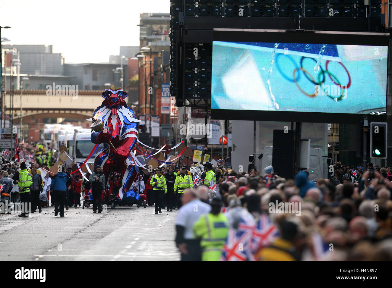 The TeamGB Lion float makes leads the parade during the Olympic and ...