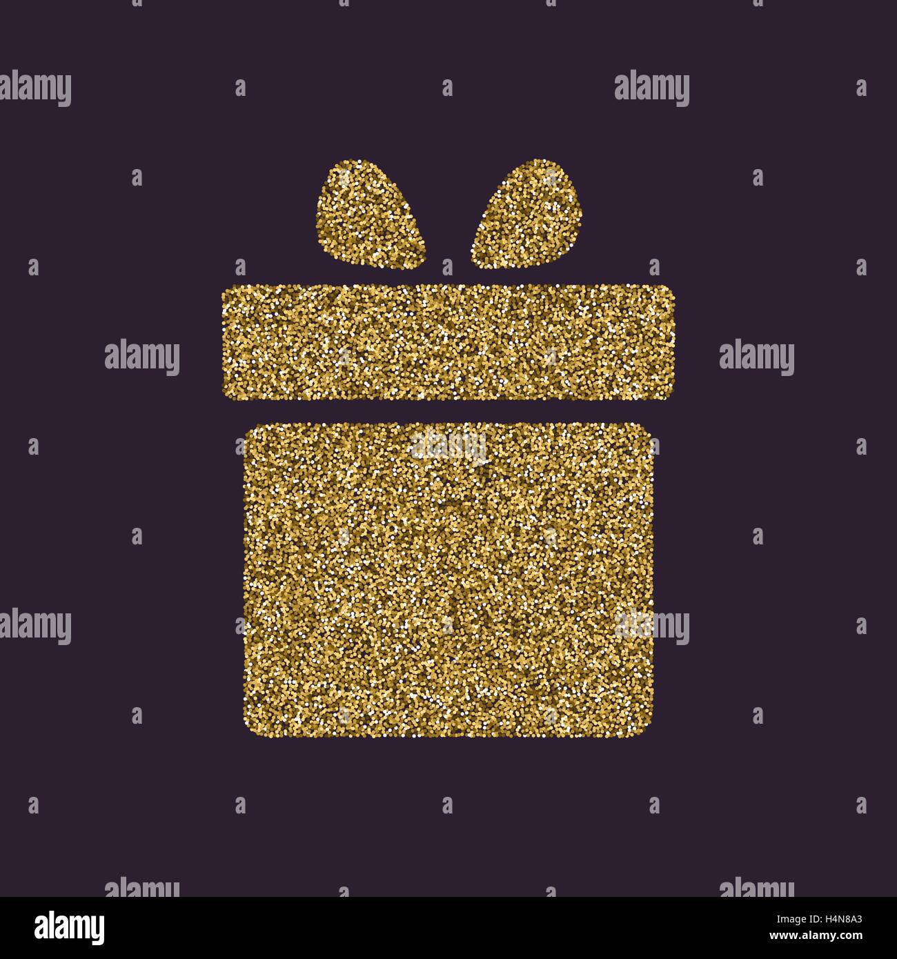 Gift box icon. Present symbol. Gold sparkles and glitter Stock Vector ...