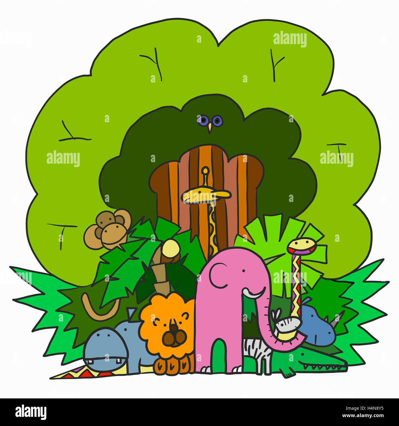 Cartoon animals of the jungle hi-res stock photography and images - Alamy