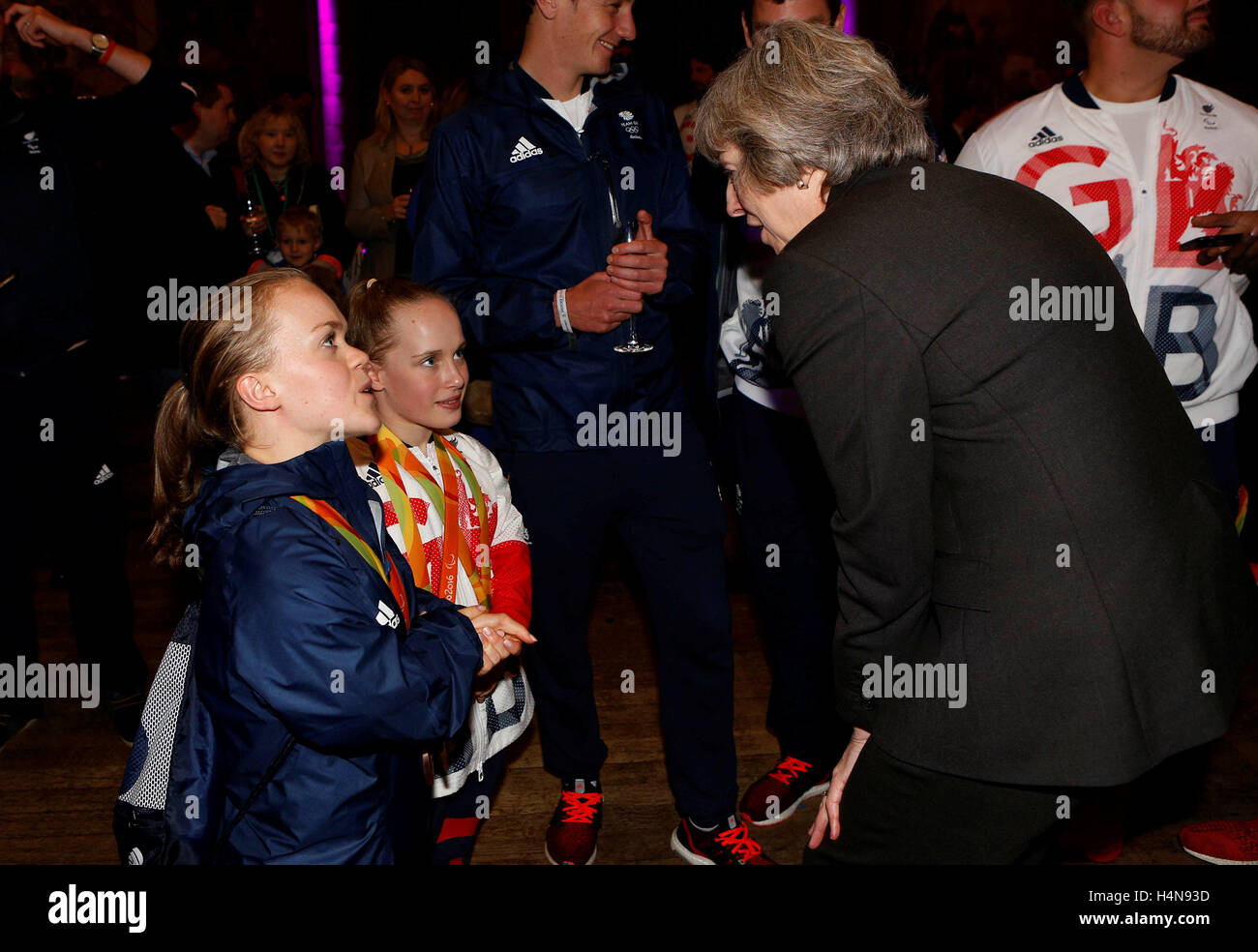 Prime Minister Theresa May meets Ellie Simmonds (left) and Ellie ...