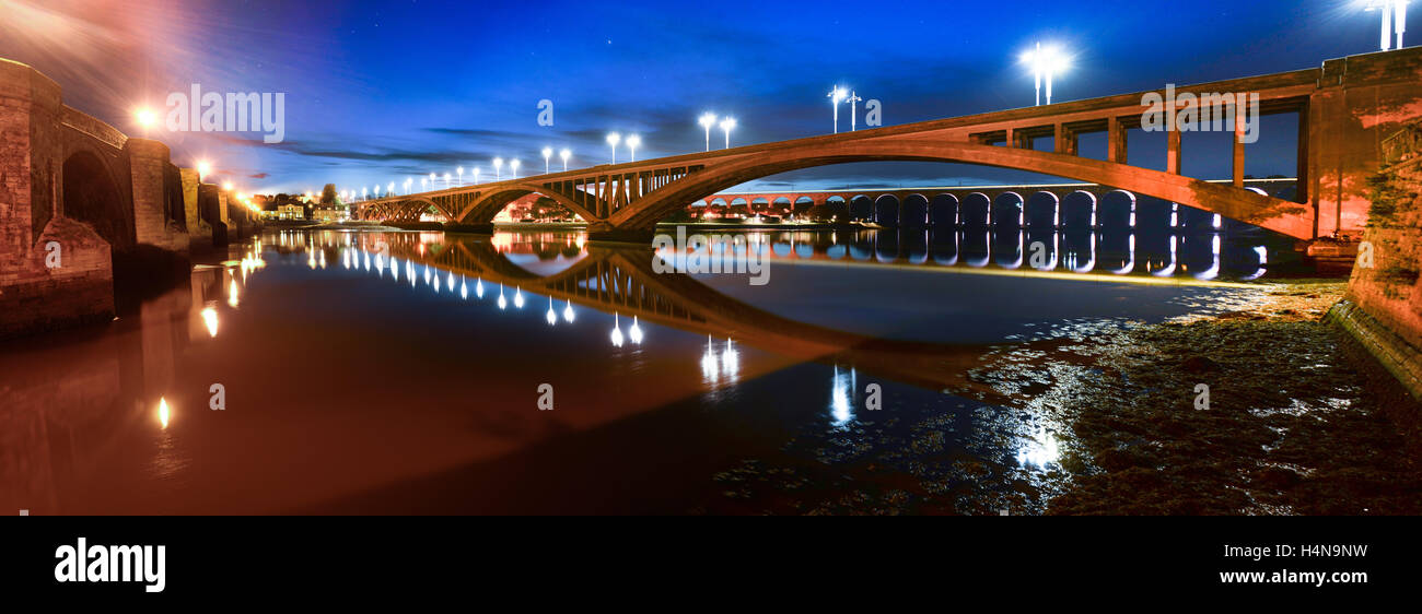 The three bridges of the most northerly town in England, Berwick upon ...