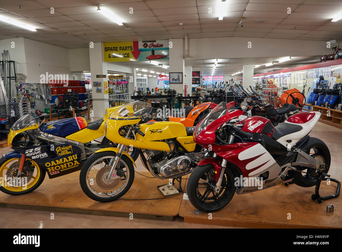 Motorcycle display in E Hayes and Sons hardware shop, Invercargill ...