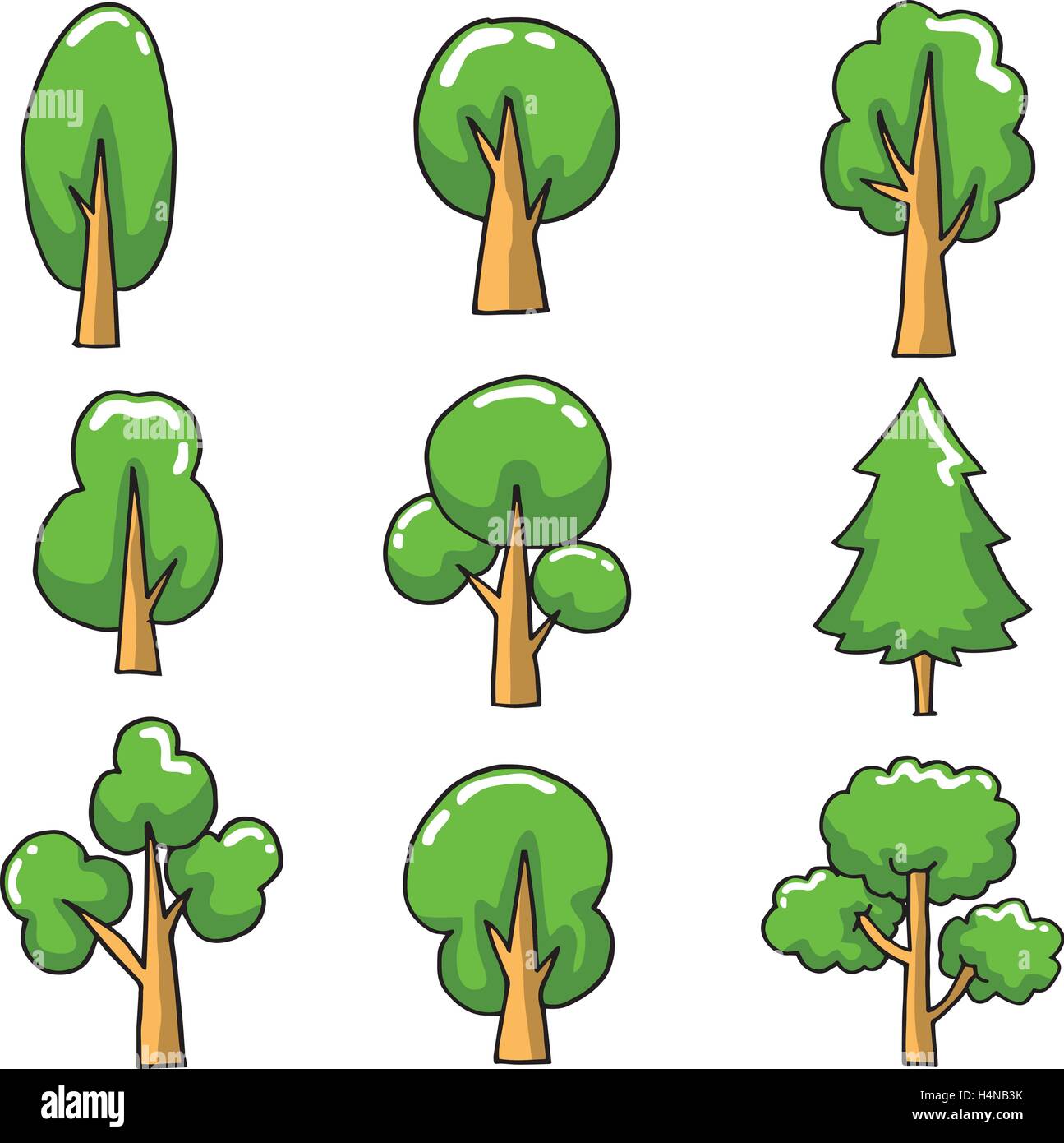 Doodle of cartoon tree set style Stock Vector Image & Art - Alamy