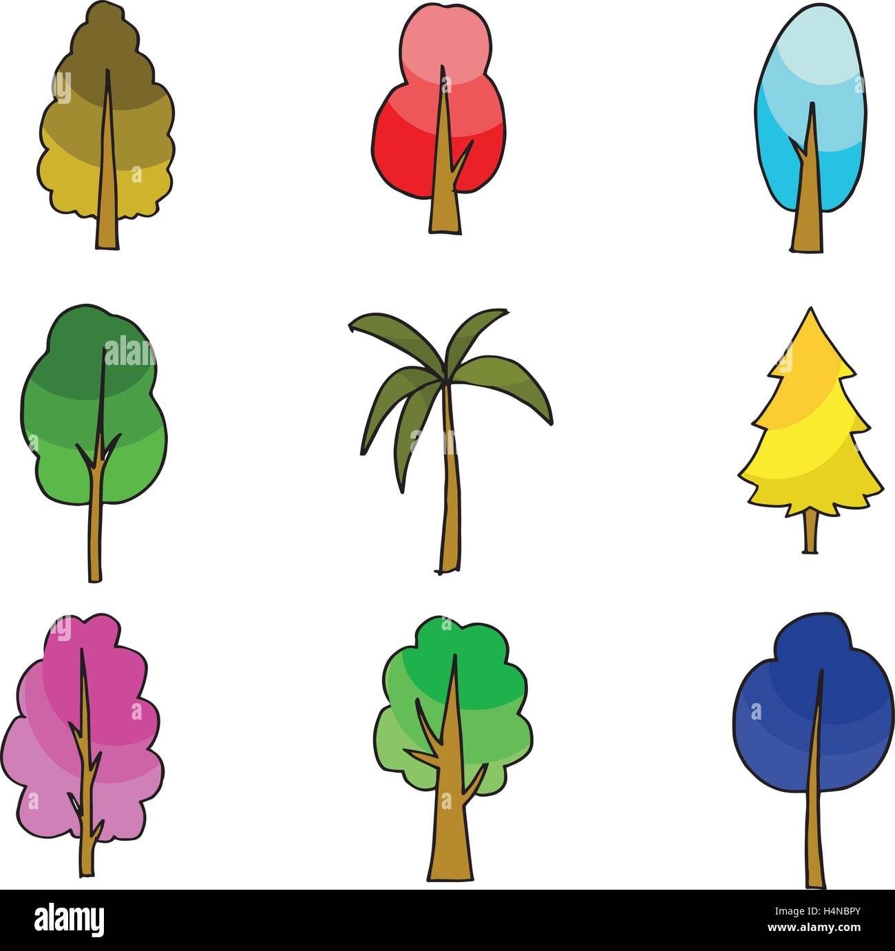 Vector flat of tree various doodles Stock Vector Image & Art - Alamy