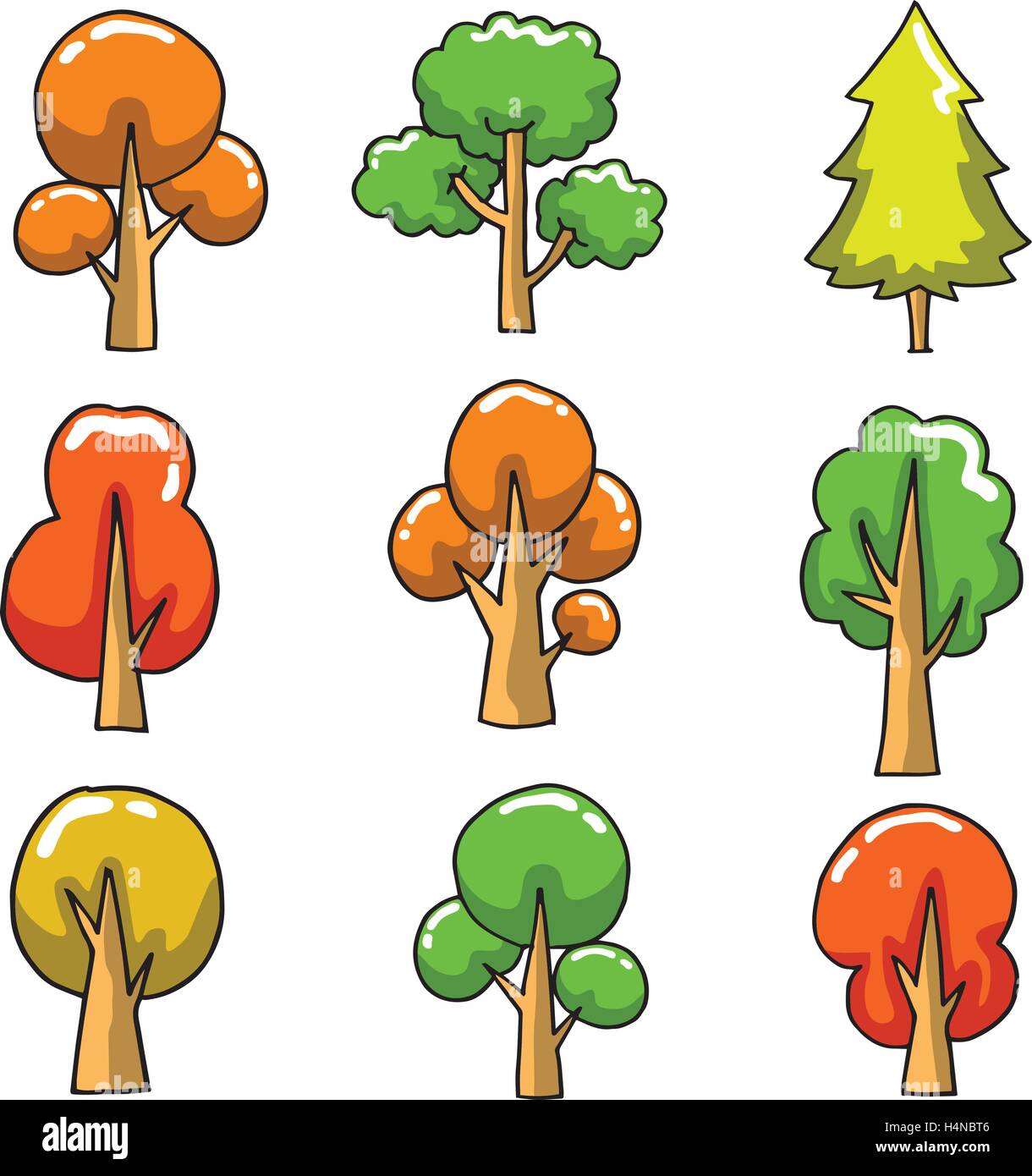 Cartoon tree set collection on doodles Stock Vector Image & Art - Alamy