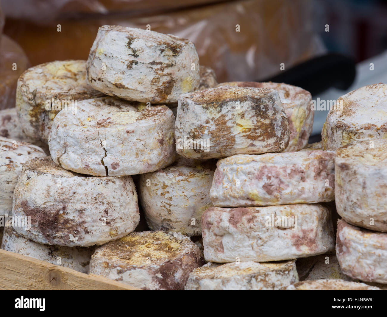 Group of Natural mountain cheeses made in the traditional way in ...