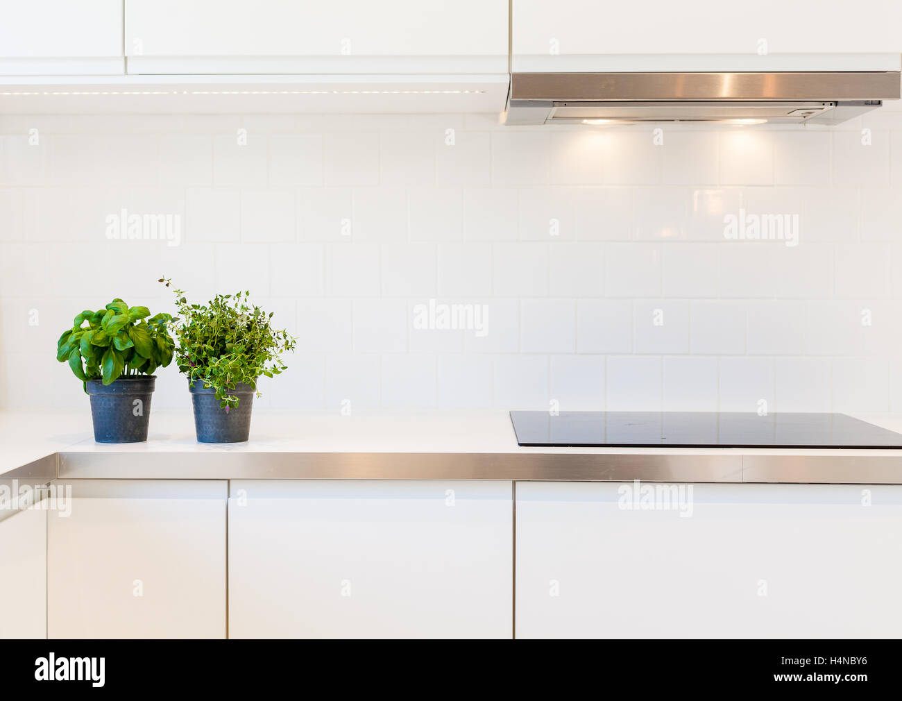 banner of detail of fancy kitchen interior counter top Stock Photo - Alamy