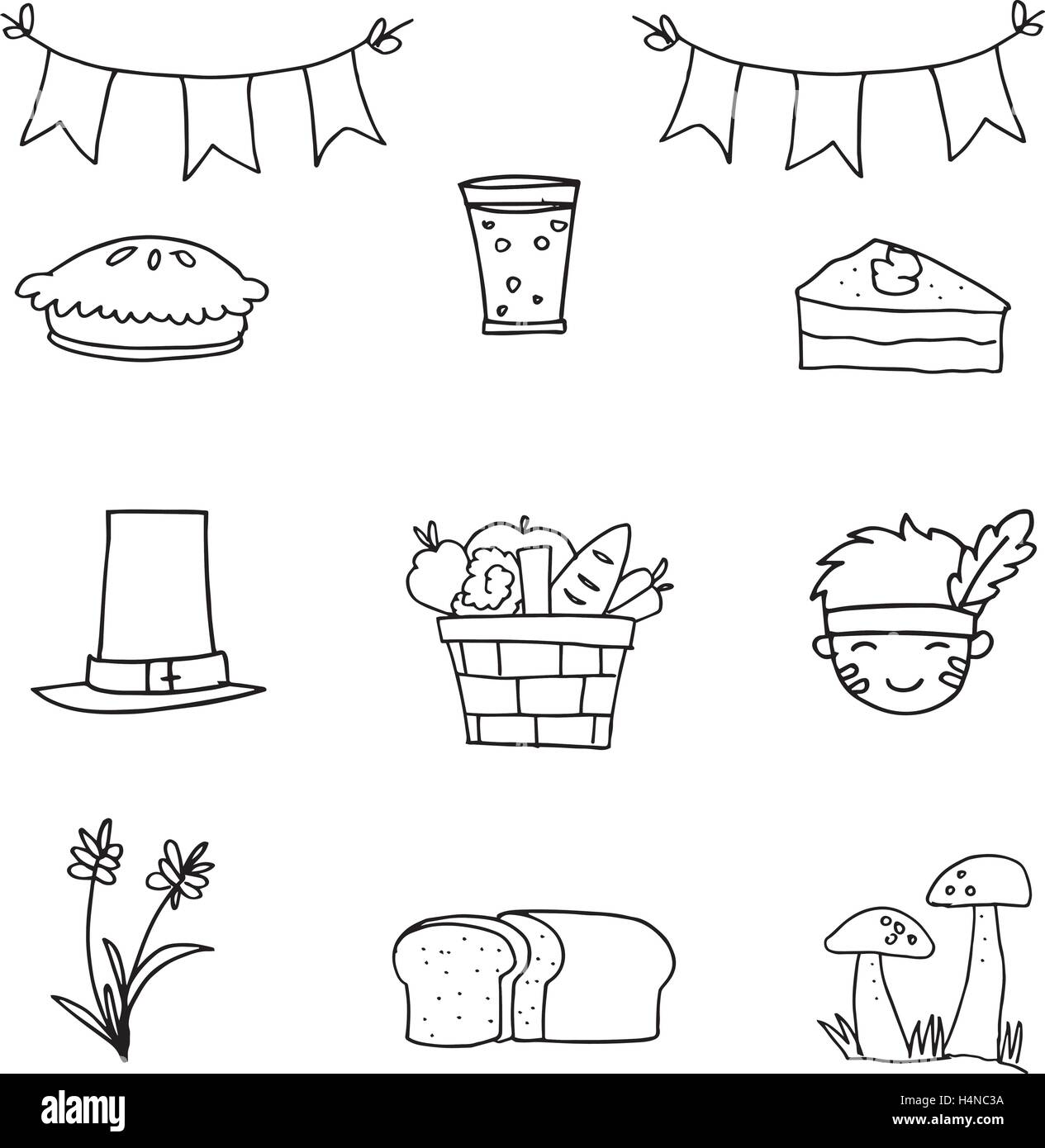 Hand draw thanksgiving set doodles Stock Vector Image & Art - Alamy