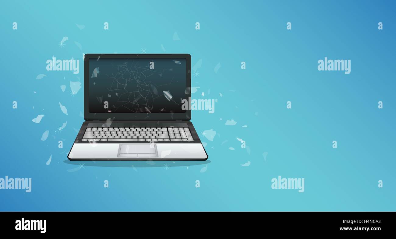 Broken screen laptop Stock Vector Images - Alamy