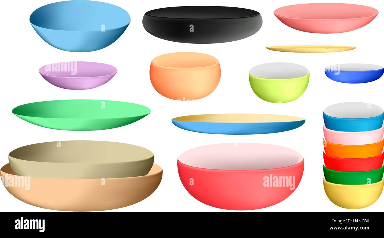 Set empty plastic ceramic Stock Vector Images - Alamy