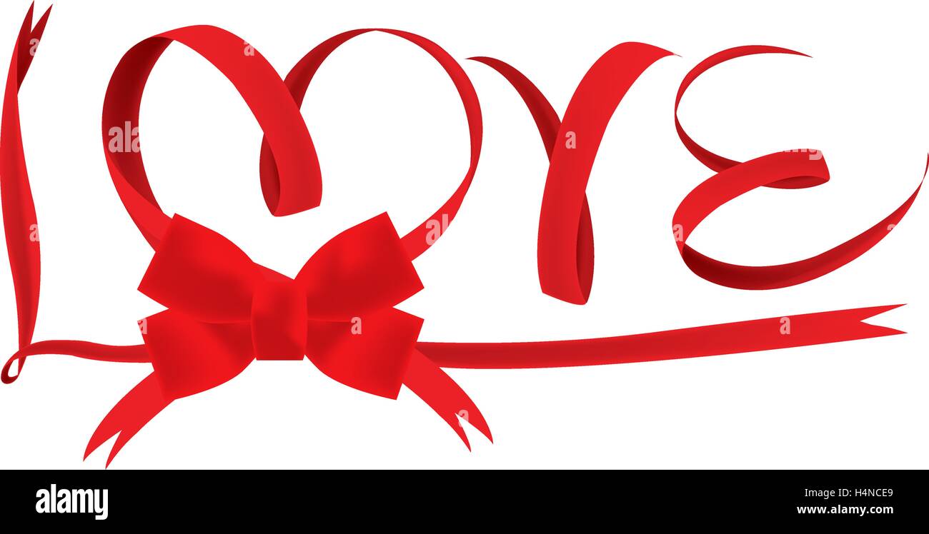 Red Ribbon Love Wording Stock Vector Image & Art - Alamy