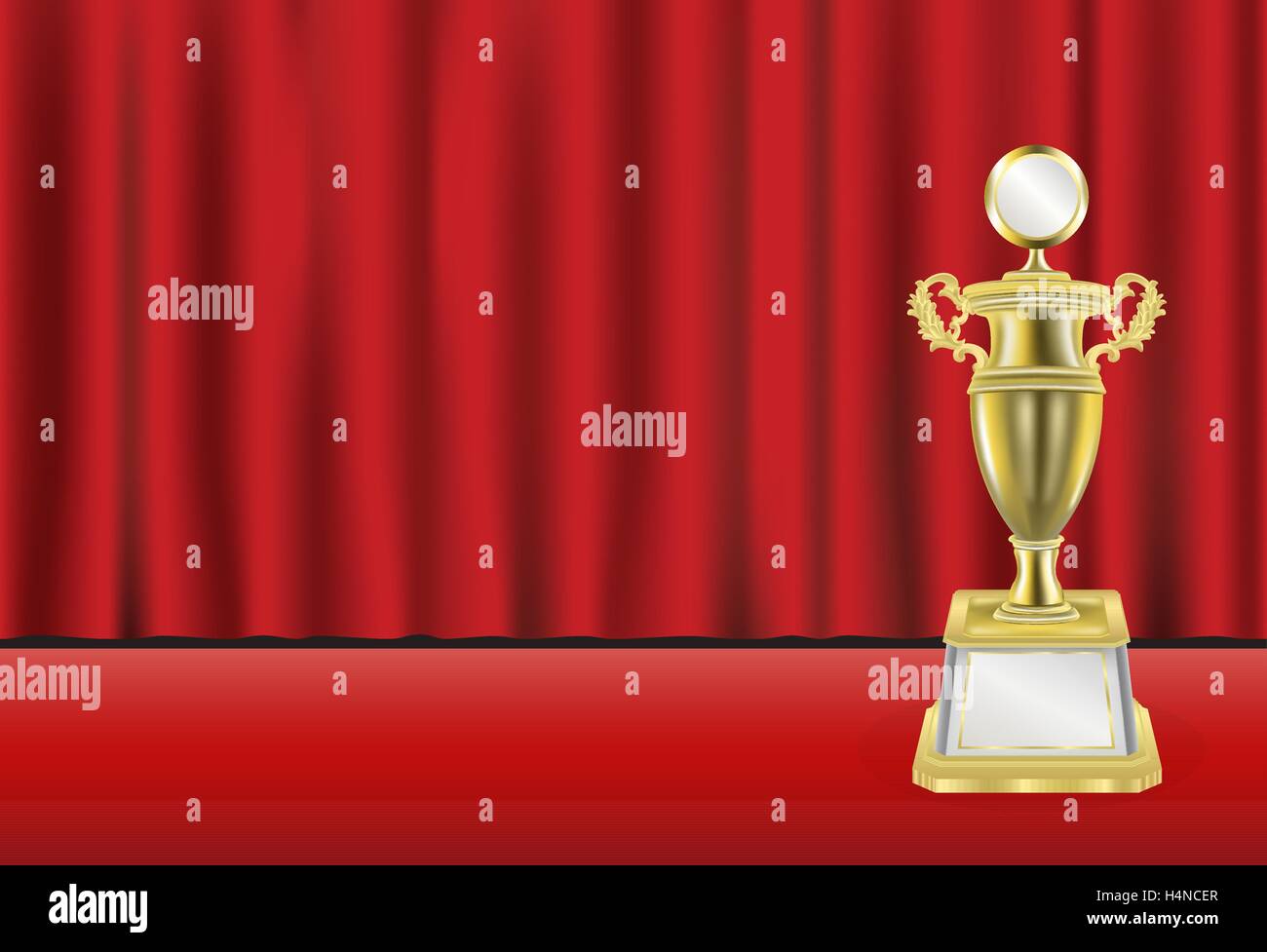 golden trophy with red curtain background Stock Vector Image & Art - Alamy