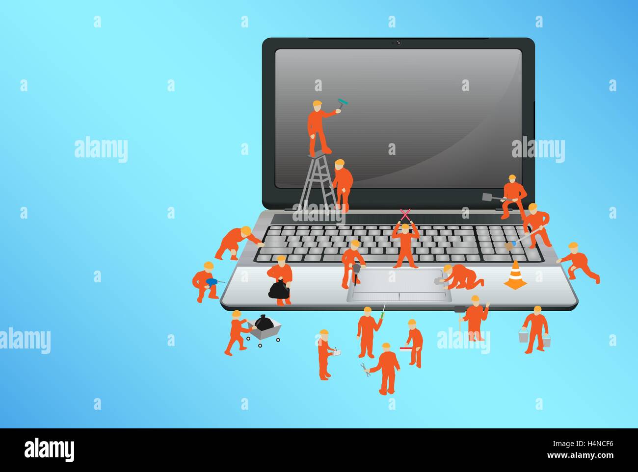 Man working laptop smartphone Stock Vector Images - Alamy