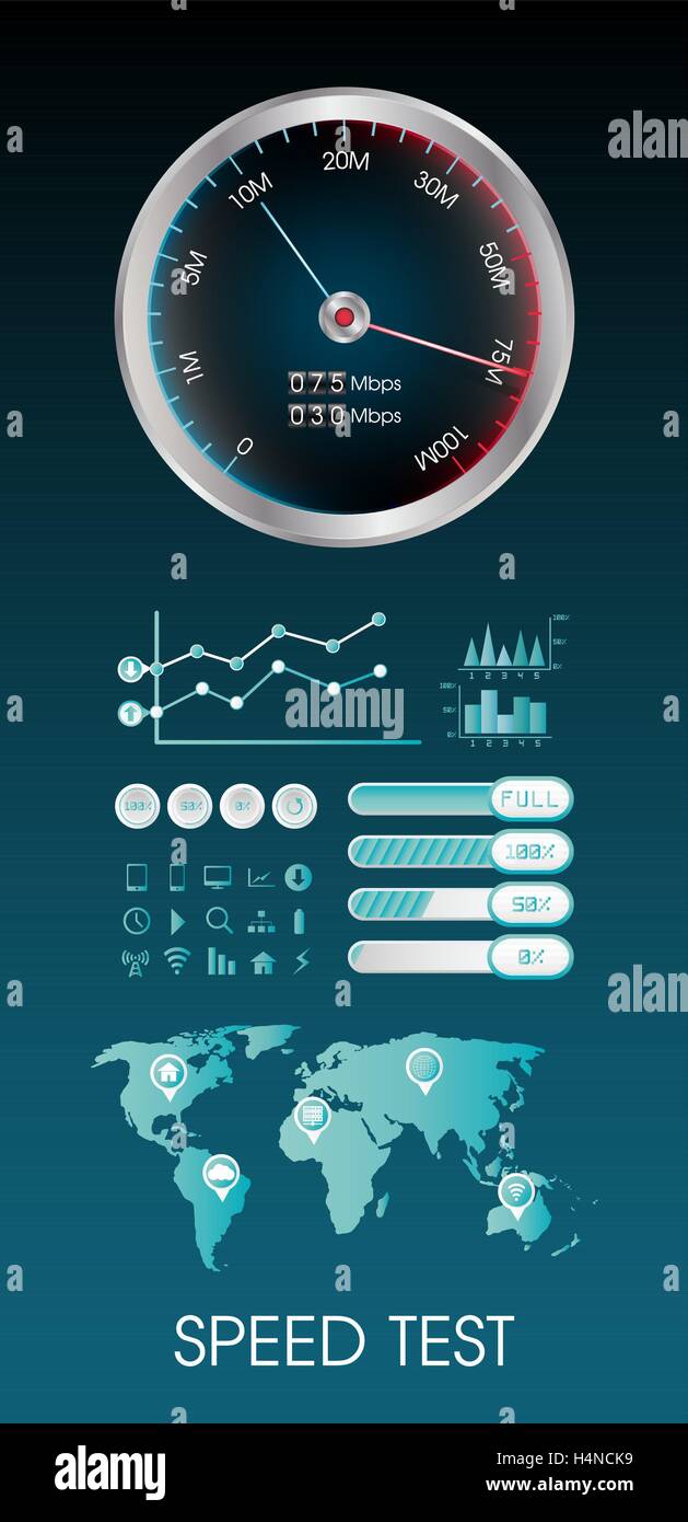 Speed test meter with speed test info graphic element Stock Vector ...