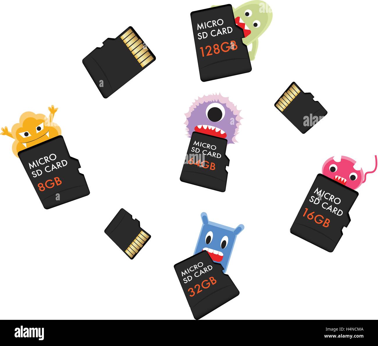 Virus computer eating micro SD memory card Stock Vector Image & Art - Alamy