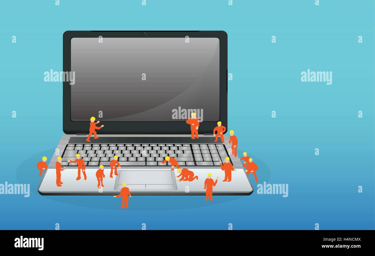 Engineer working on laptop Stock Vector Images - Alamy